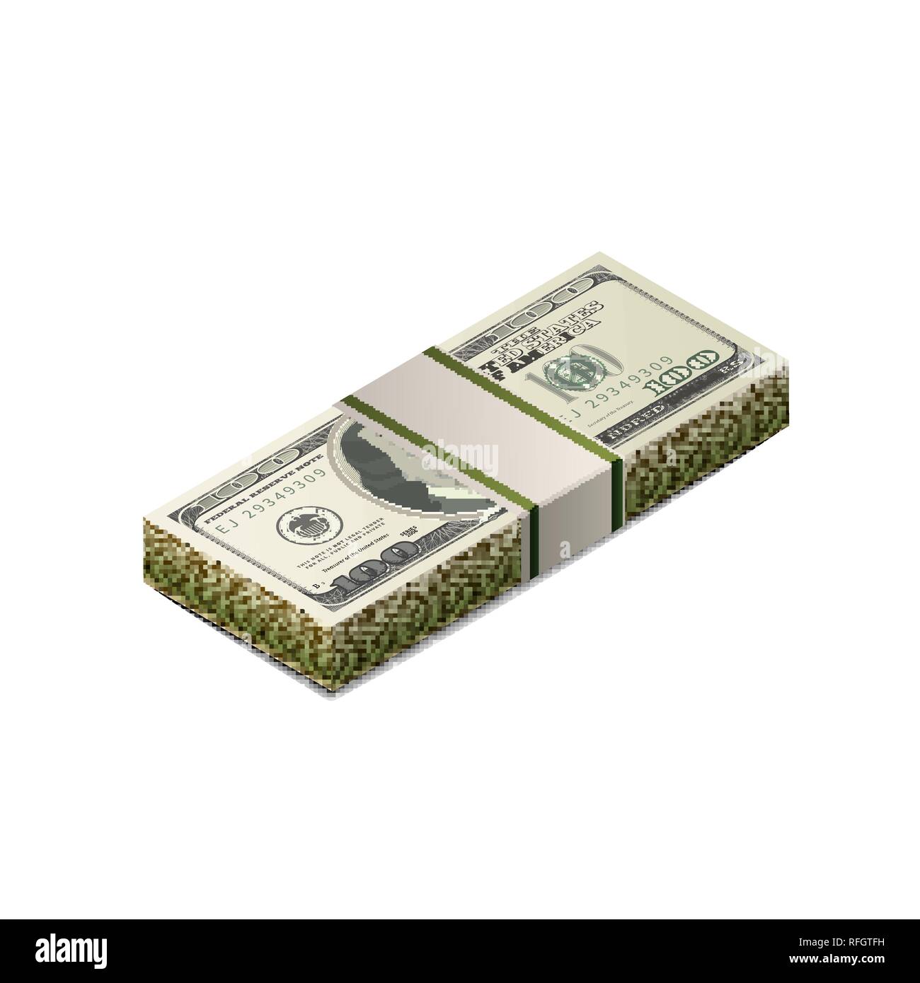 Pack of dummy one hundred US dollars banknote from front side in ...