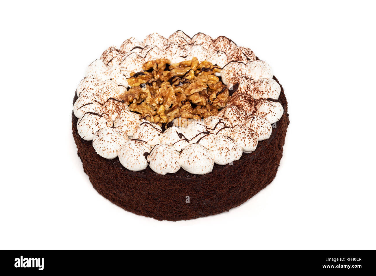 Delicious coffee Moka Cake on white isolated background Stock Photo - Alamy