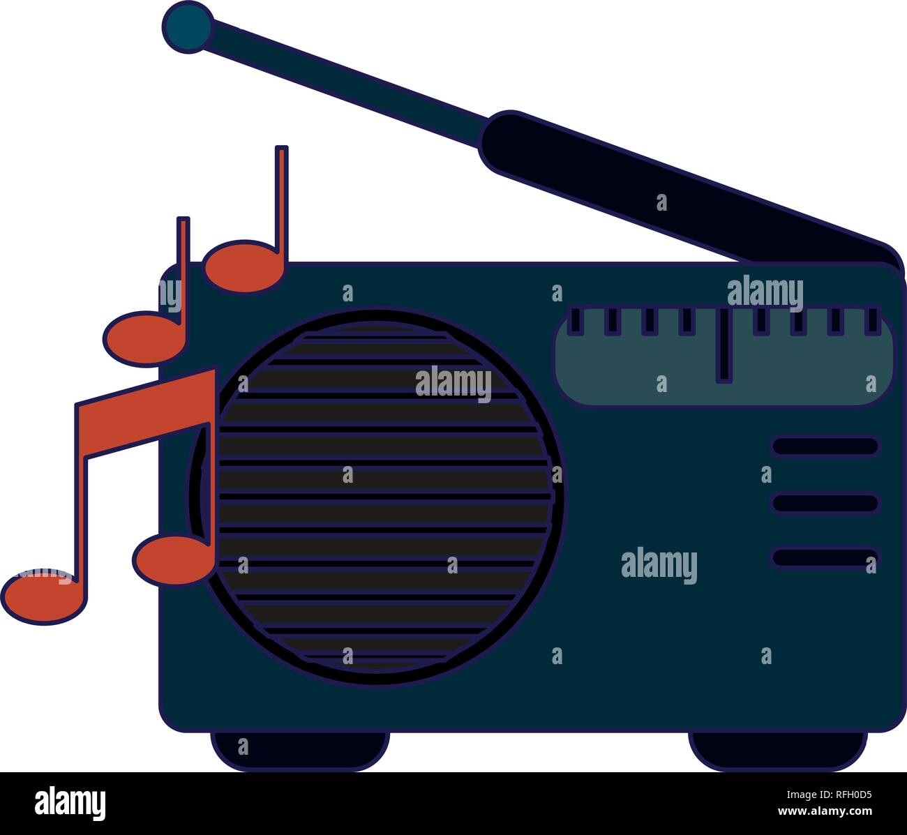 old radio stereo with music notes Stock Vector Image & Art - Alamy