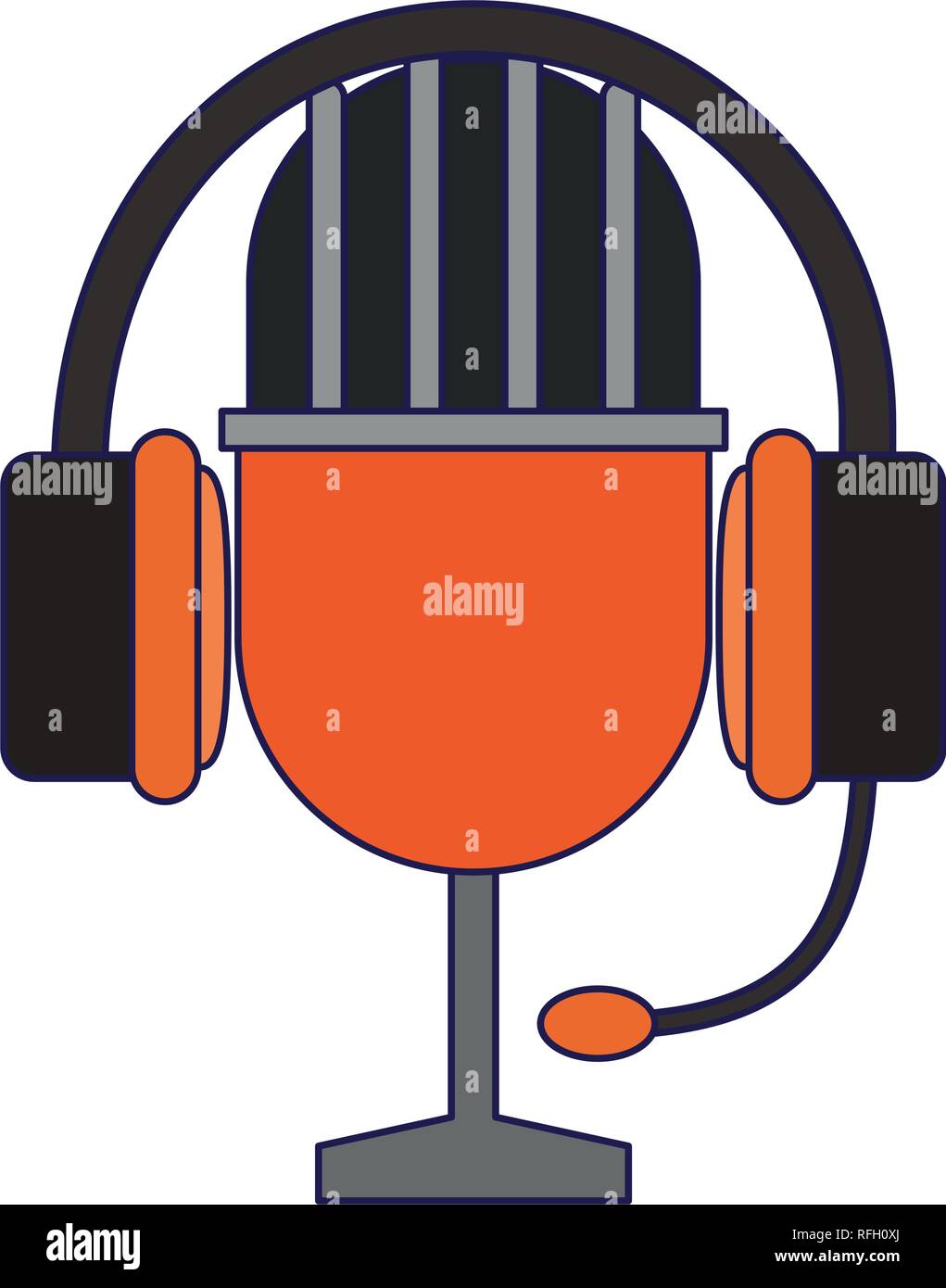 vintage microphone with headset Stock Vector Image & Art - Alamy