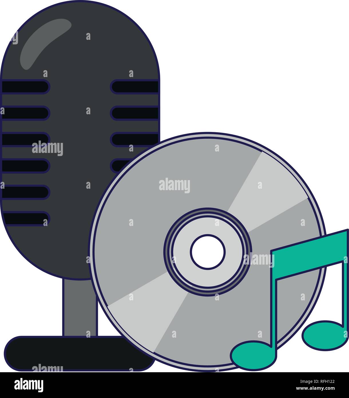 vintage microphone and music cd rom Stock Vector Image & Art - Alamy