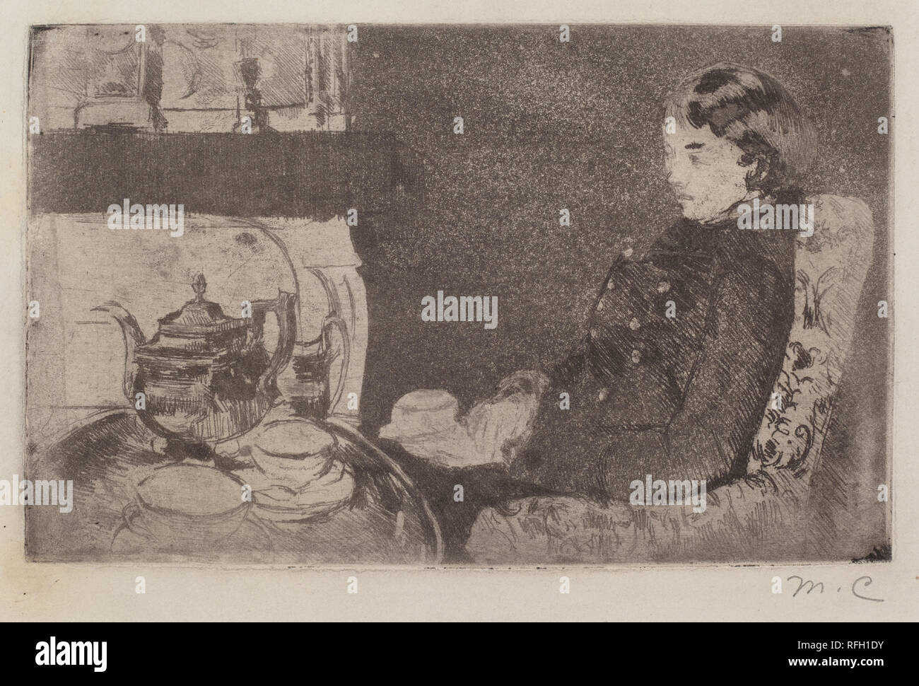 Lydia at Afternoon Tea. Dated: 1882. Dimensions: plate: 13.97 × 19.84 ...