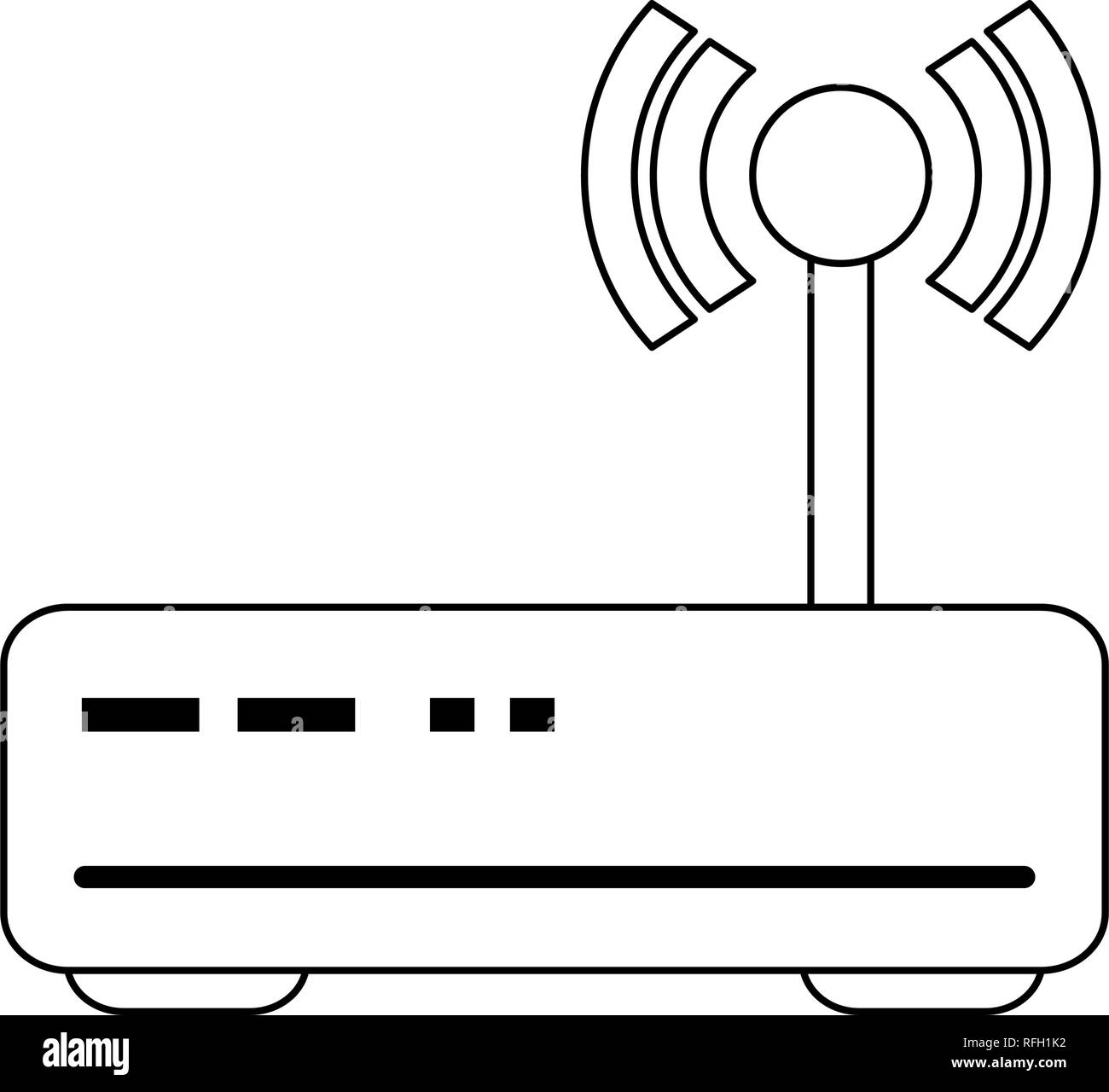 Wifi router symbol isolated in black and white Stock Vector Image & Art ...