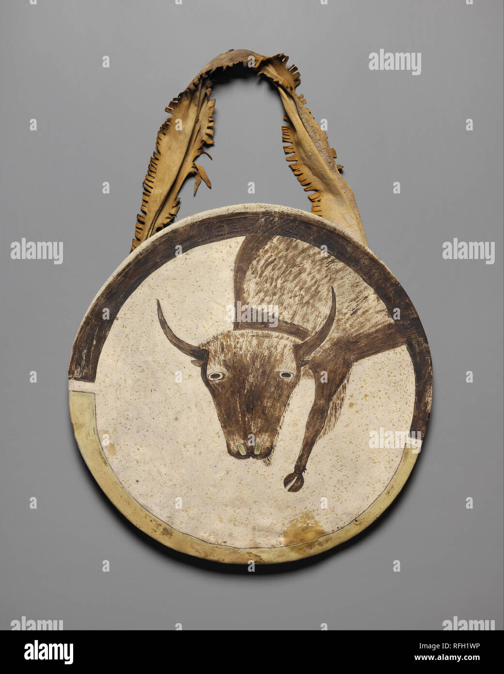 Shield. Date/Period: Ca. 1850. Painting. Buffalo rawhide, native ...