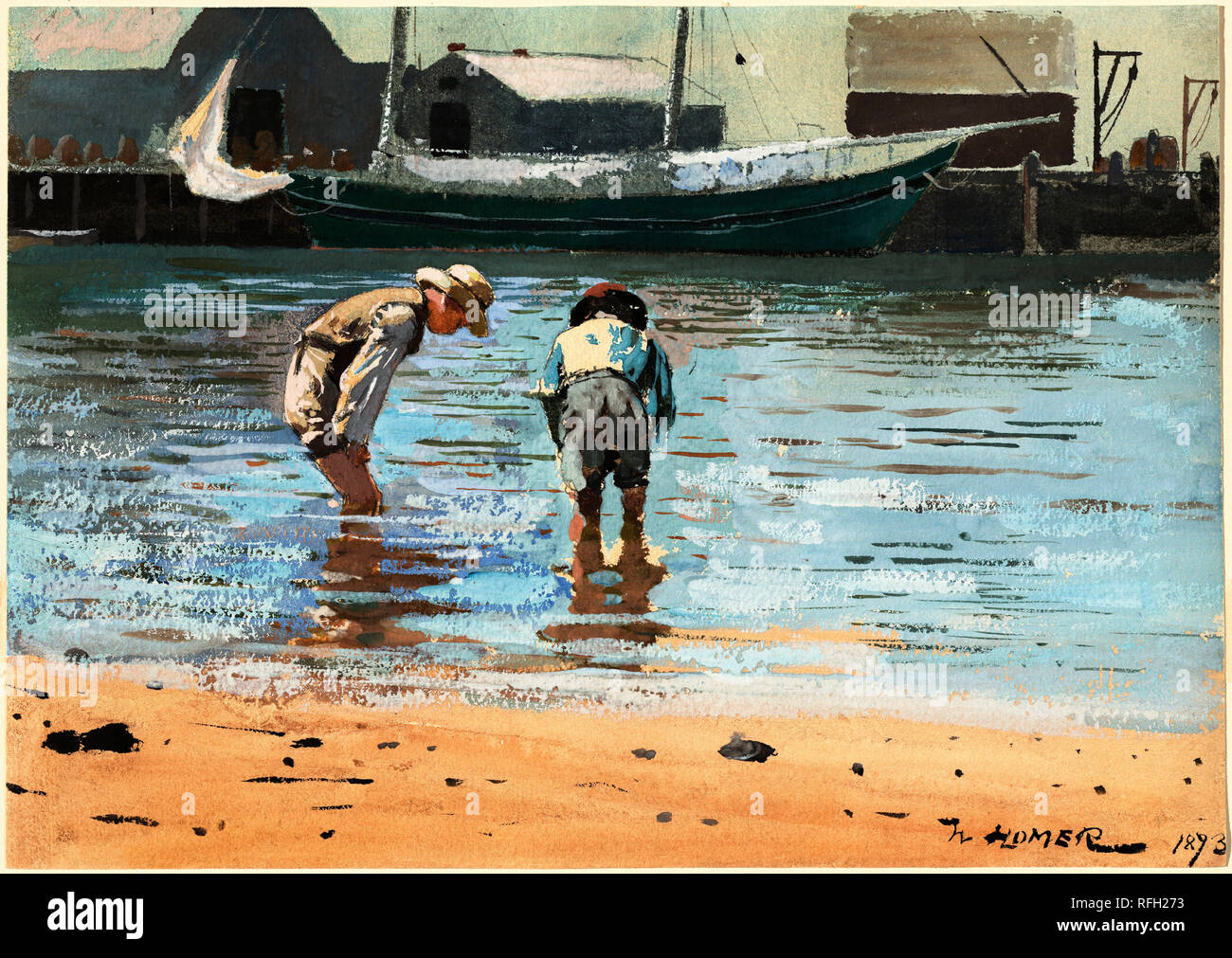 Boys Wading. Dated: 1873. Dimensions: sheet: 24.77 × 34.93 cm (9 3/4 × ...