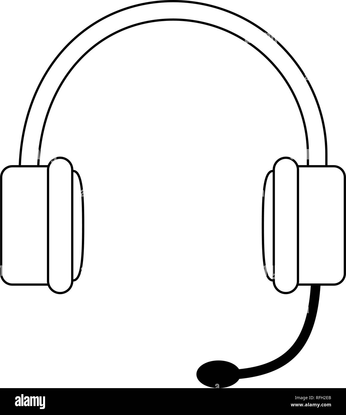 Call center headset device in black and white Stock Vector Image & Art ...