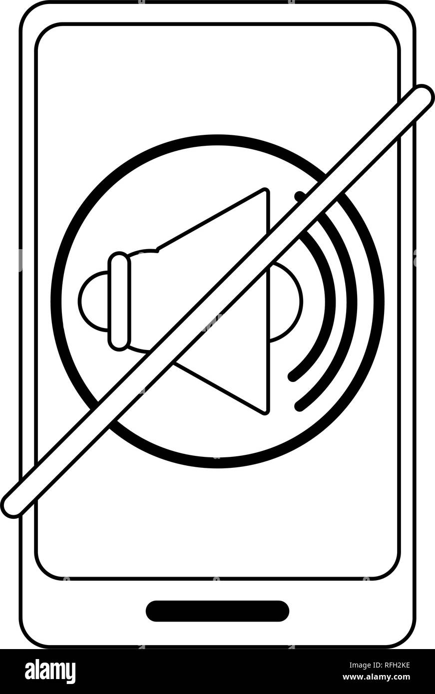 smartphone mute symbol in black and white Stock Vector Image & Art - Alamy