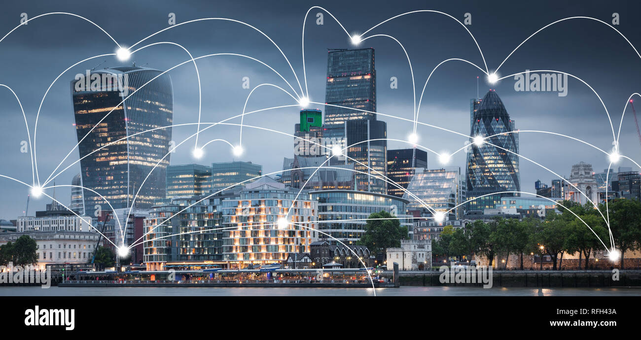 smart city and connection lines. Internet concept of global business ...