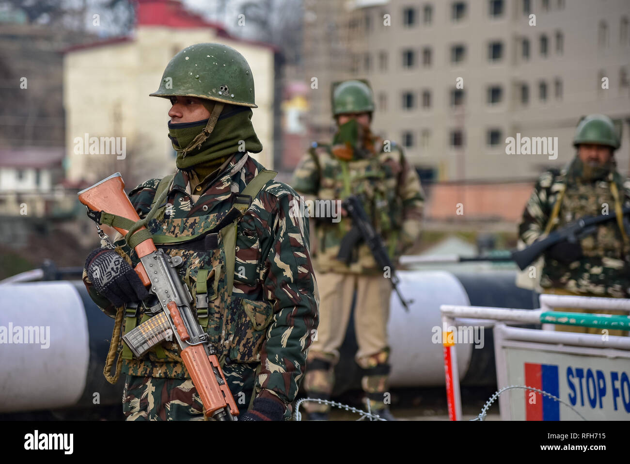 January 25, 2019 - Srinagar, Jammu & Kashmir, India - Indian army men ...