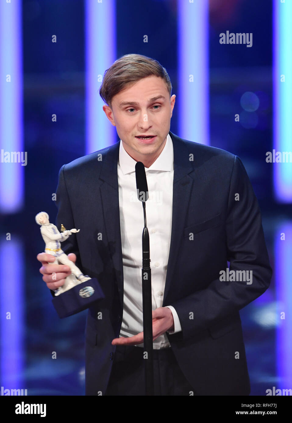 25 January 2019, Bavaria, München: Max Hubacher, actor, receives his ...