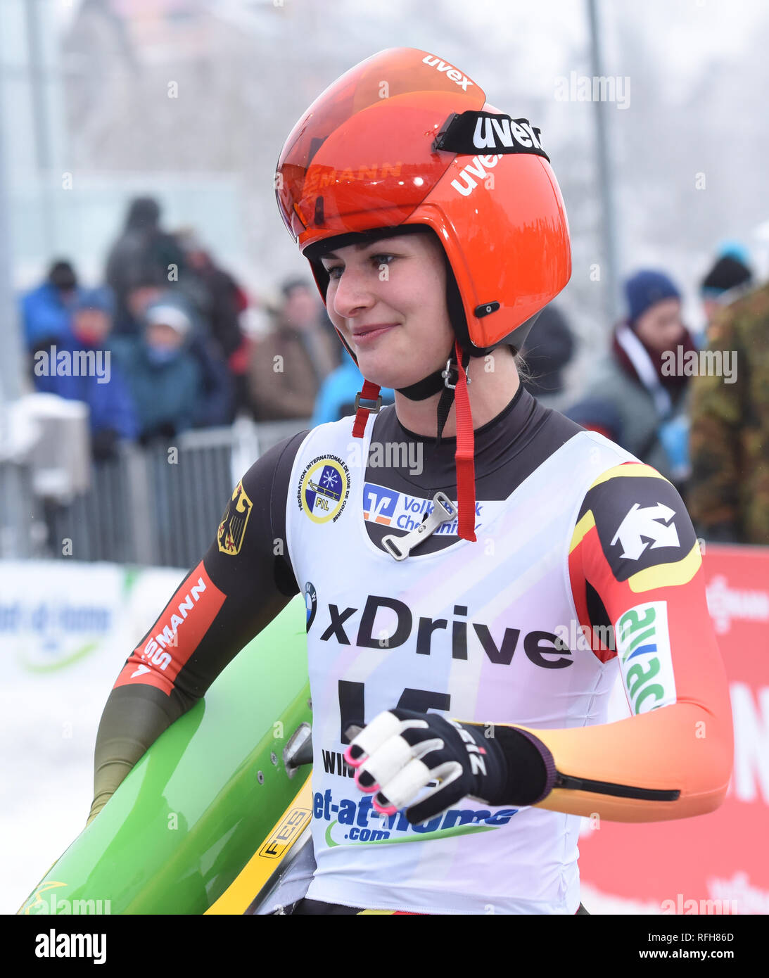 25 January 2019, North Rhine-Westphalia, Winterberg: Single-seater ...