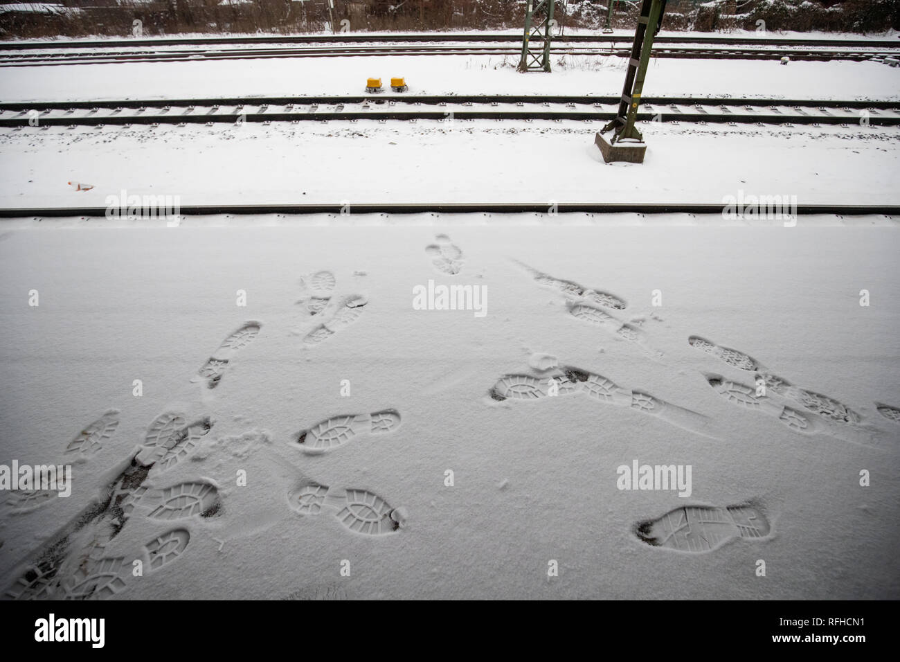 Passenger train at night in snow hi-res stock photography and images ...