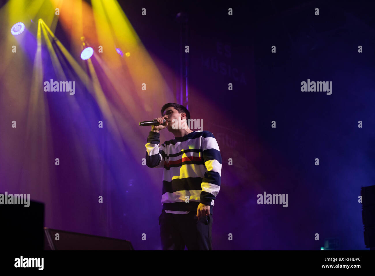 Madrid, Spain. 25th Jan, 2019. One Path, rap singer, seen performing in ...