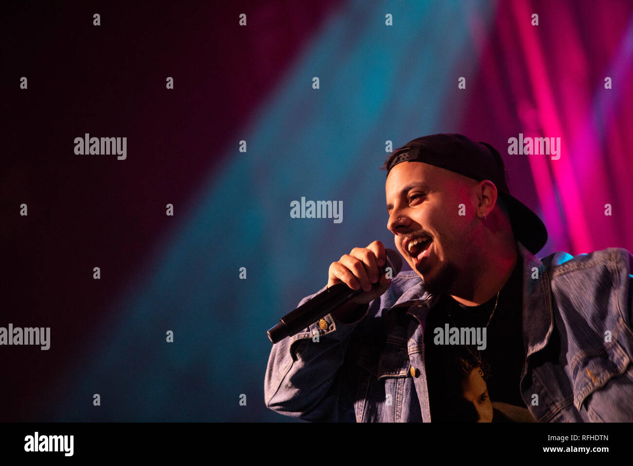 Madrid, Spain. 25th Jan, 2019. Cruz Cafuné, rap singer, seen performing ...