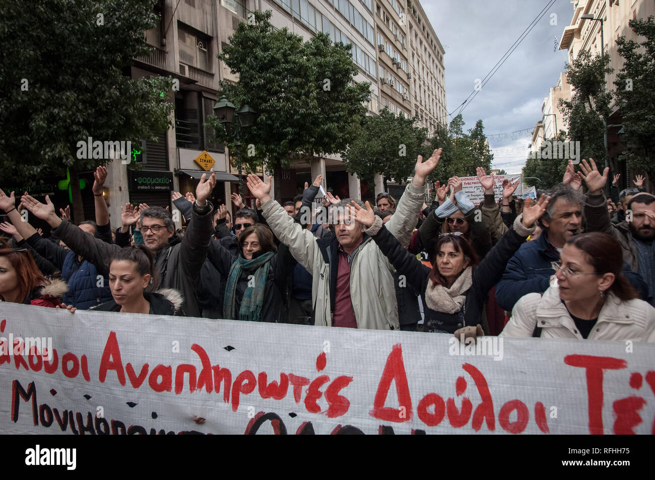 Athens, Greece. 1st Jan, 2006. Protesters are seen shouting slogans ...