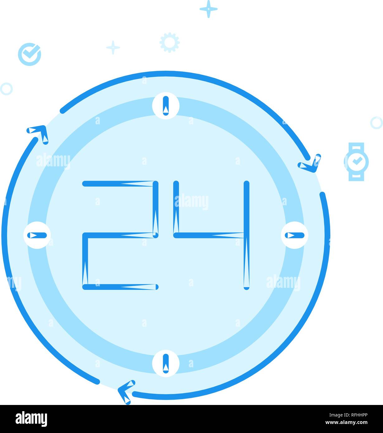 Round-the-clock Flat Vector Icon. 24 Hour Symbol, Pictogram, Sign ...