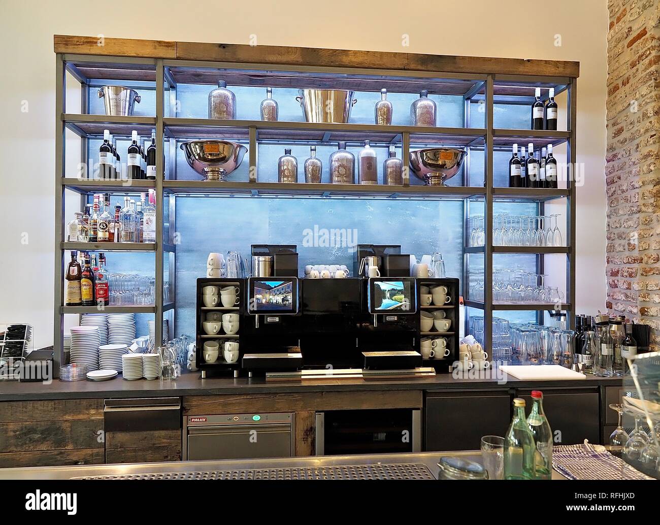 Typical bar with several bottles and drinks Stock Photo - Alamy