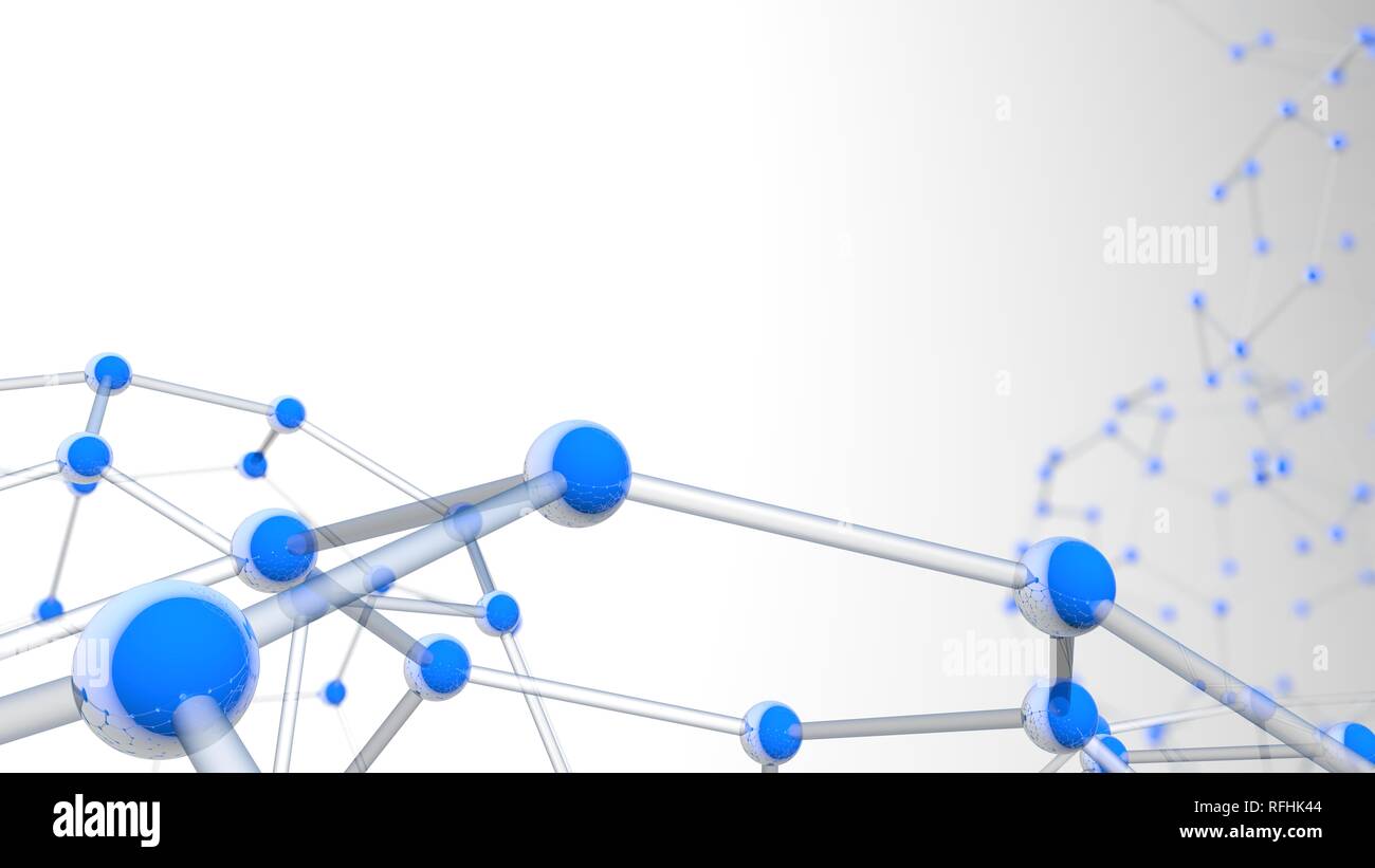 Complex structure formed by tubes and blue spheres as molecules forming ...