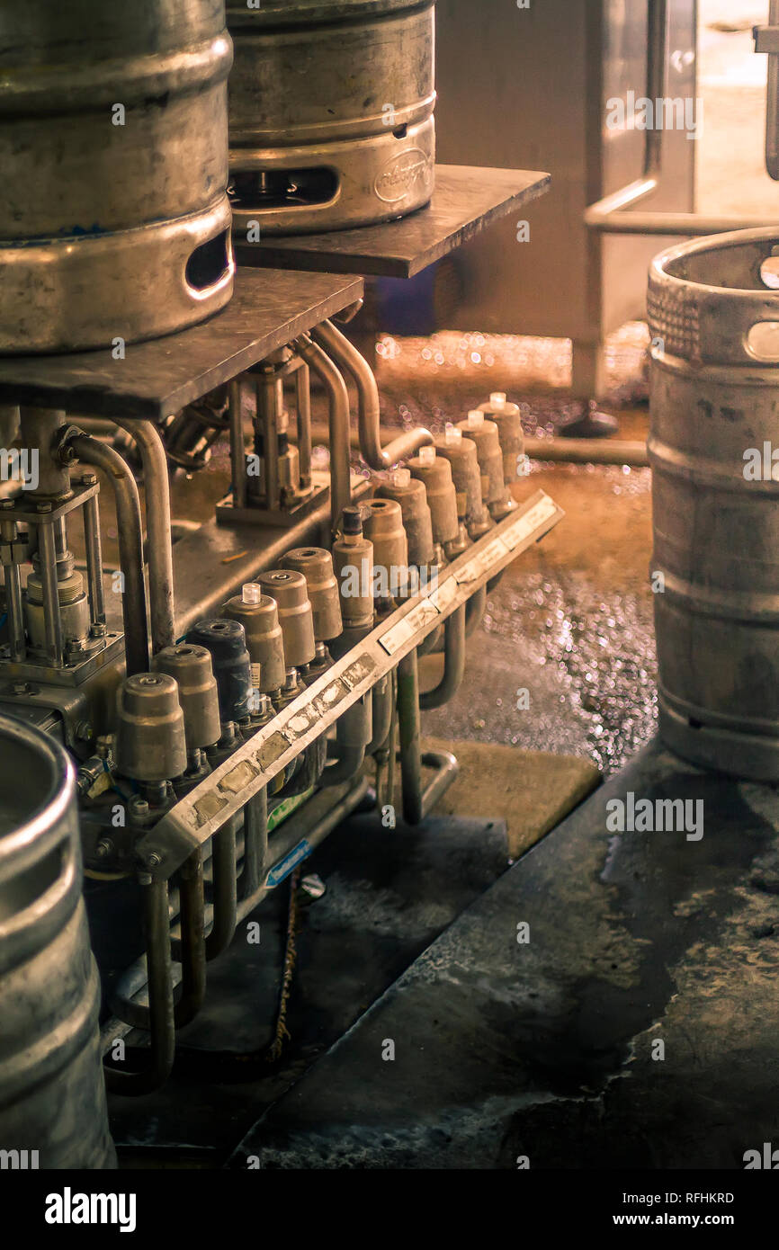 Beer kegs on the production line in the factory Stock Photo - Alamy