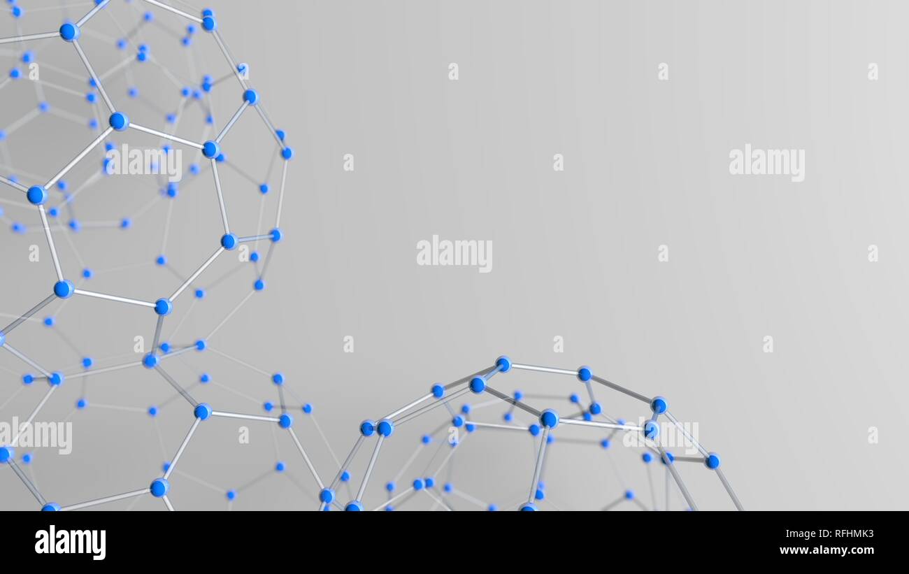 Complex structure formed by tubes and blue spheres as molecules forming ...