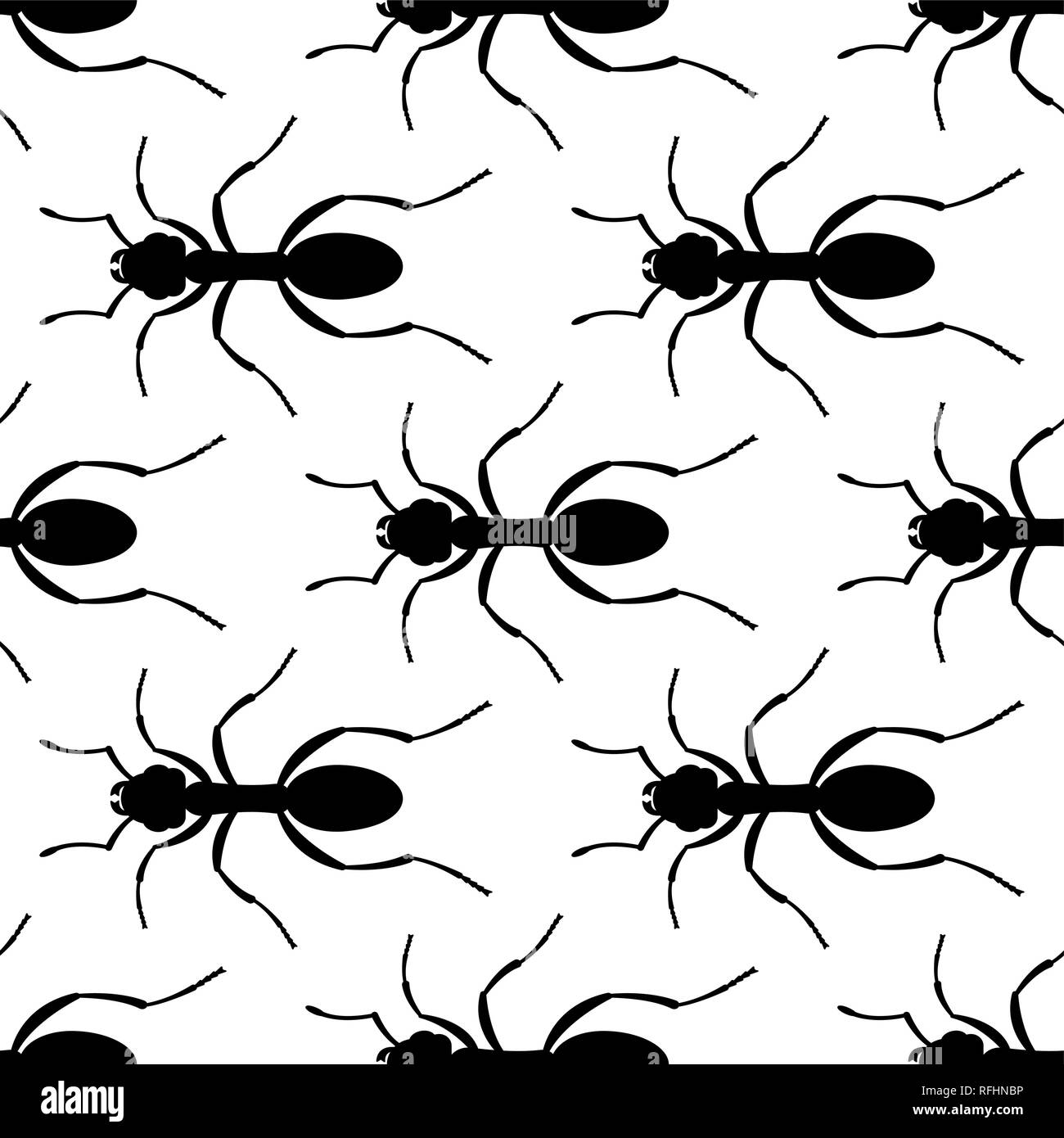 Seamless pattern of the black silhouette ants Stock Vector Image & Art ...