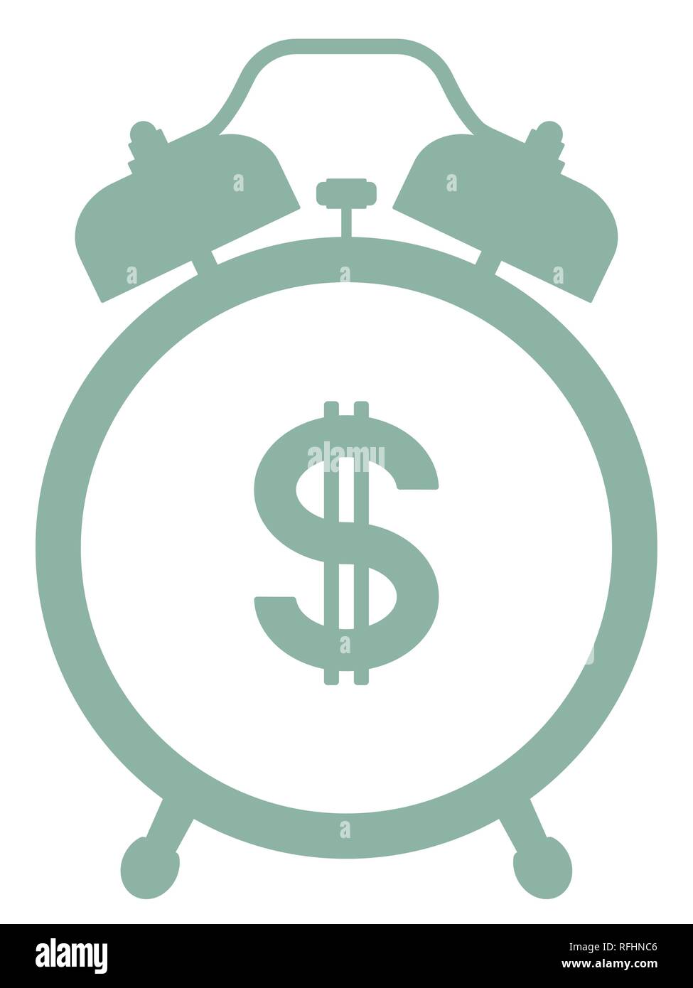 Illustration of the silhouette alarm clock and dollar money symbol ...