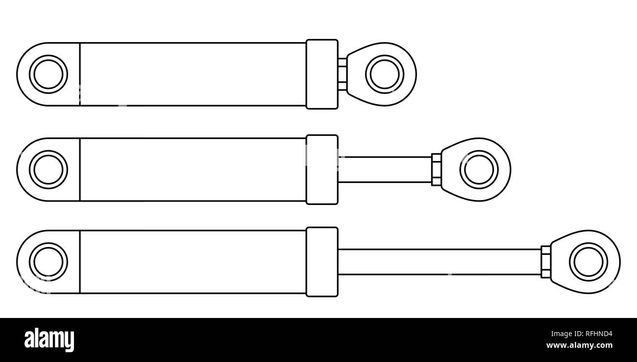 Illustration of the hydraulic cylinder or shock absorber set Stock ...