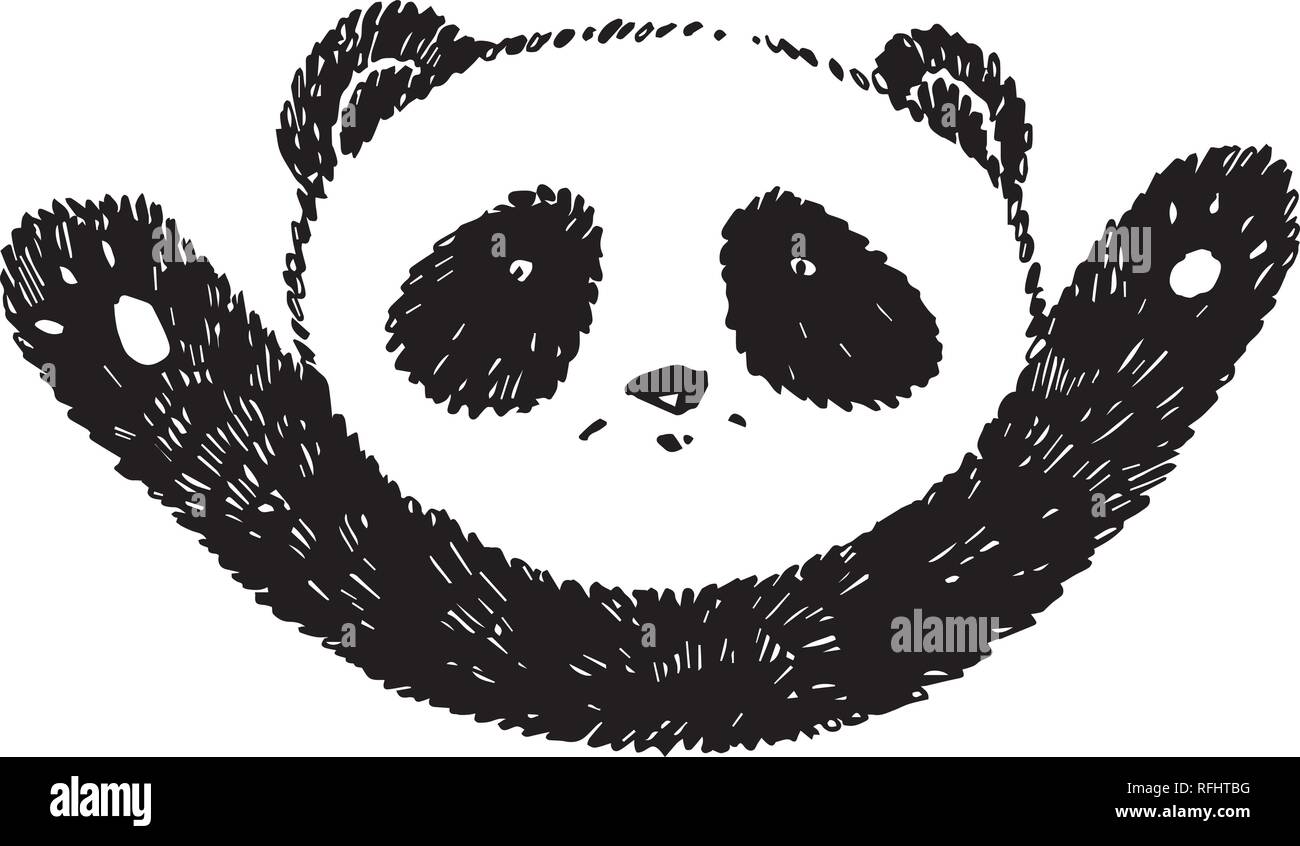 Cute panda in graphic style. Vector hand drawn illustration Stock ...