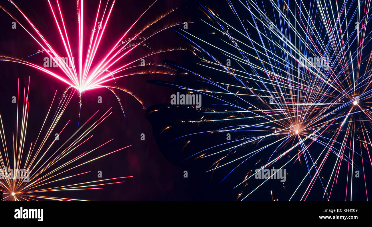 A Festive Firework display captured during Independence Da Stock Photo ...
