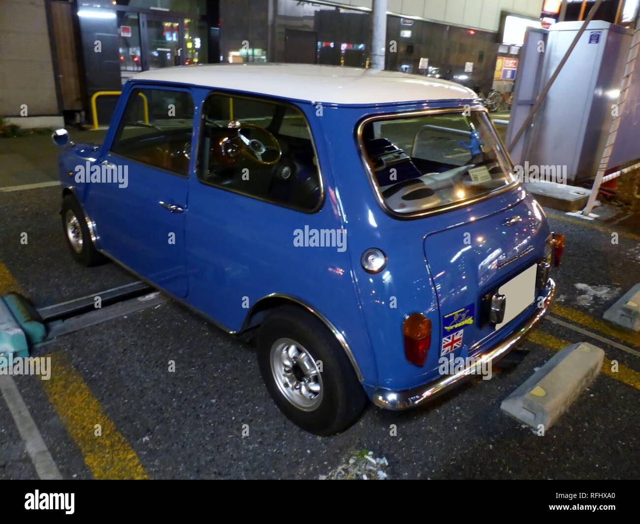 Austin Mini Cooper (ADO50S) at night rear Stock Photo - Alamy