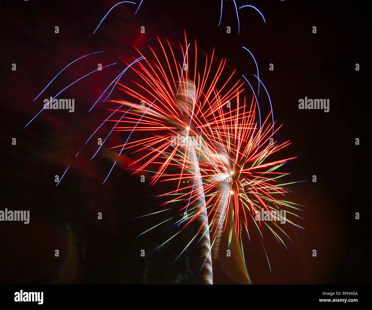 A Festive Firework display captured during Independence Da Stock Photo ...