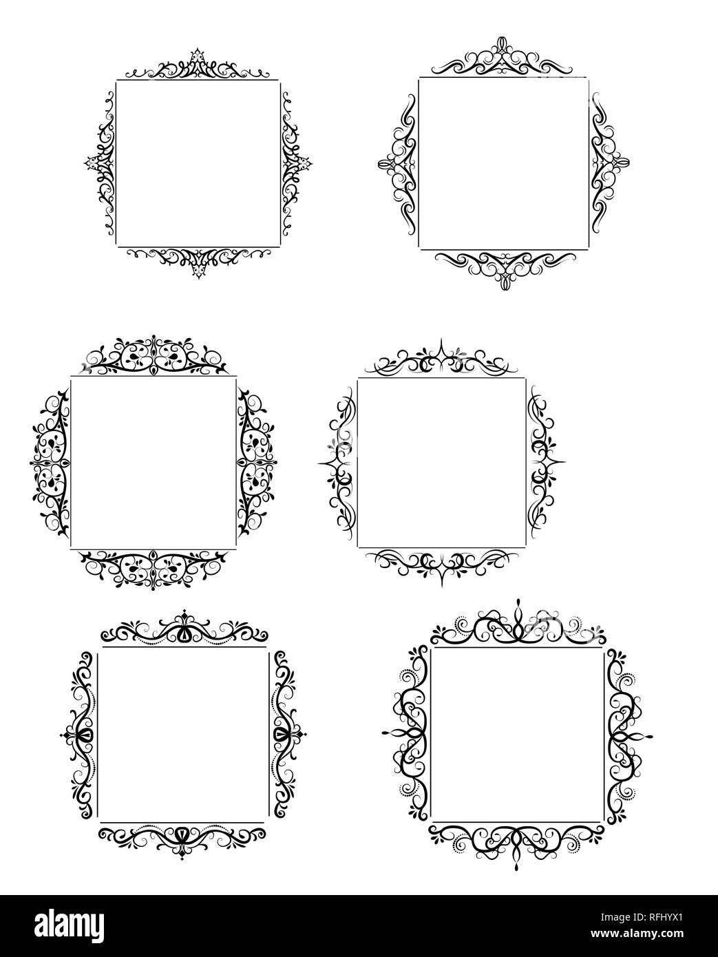 Vintage vector swirl frame set Stock Vector Image & Art - Alamy
