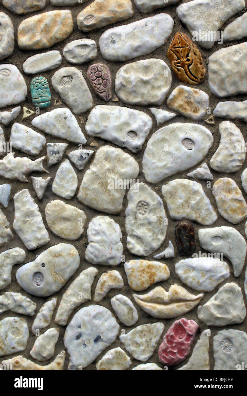 Pebble wall with decoration, Brighton, England, UK Stock Photo - Alamy