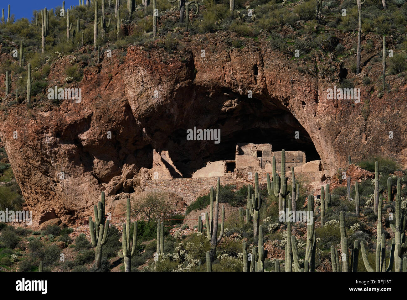 Tonto National Monument contains of the ruins of two cliff dwellings ...