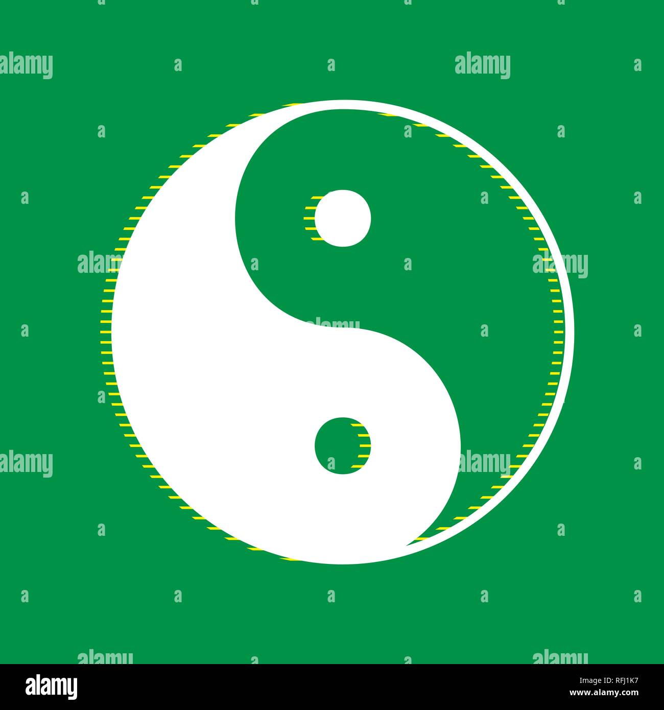 Ying yang symbol of harmony and balance. Vector. White flat icon with ...