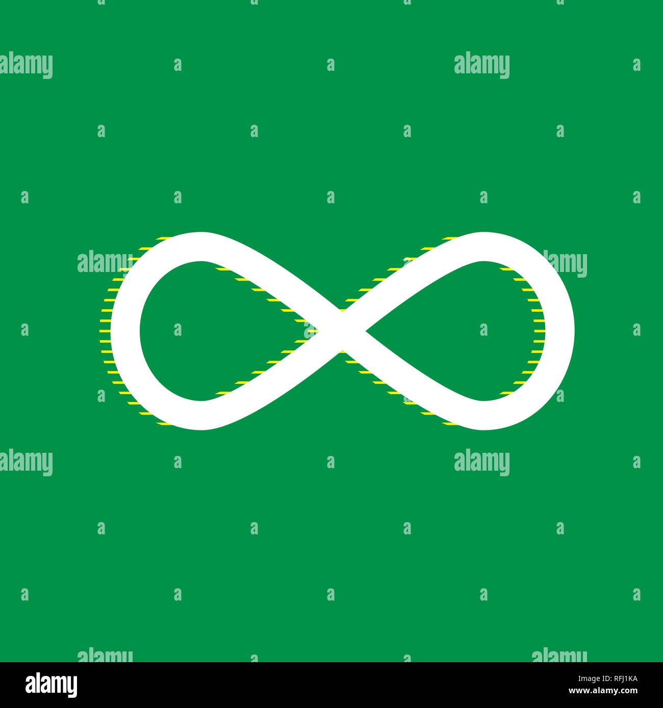 Limitless symbol illustration. Vector. White flat icon with yellow ...