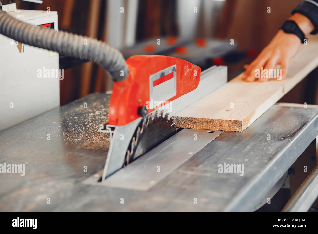 The carpenter works with a tree Stock Photo - Alamy