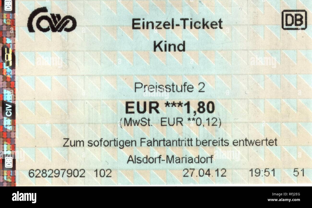 AVV Einzel-Ticket Kind Stock Photo - Alamy