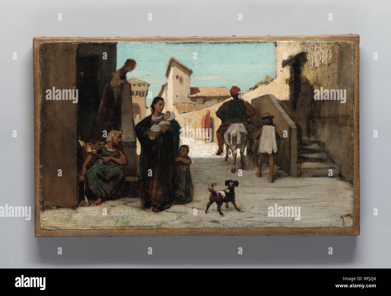 Aesops fable of the miller his son and the donkey hi-res stock ...