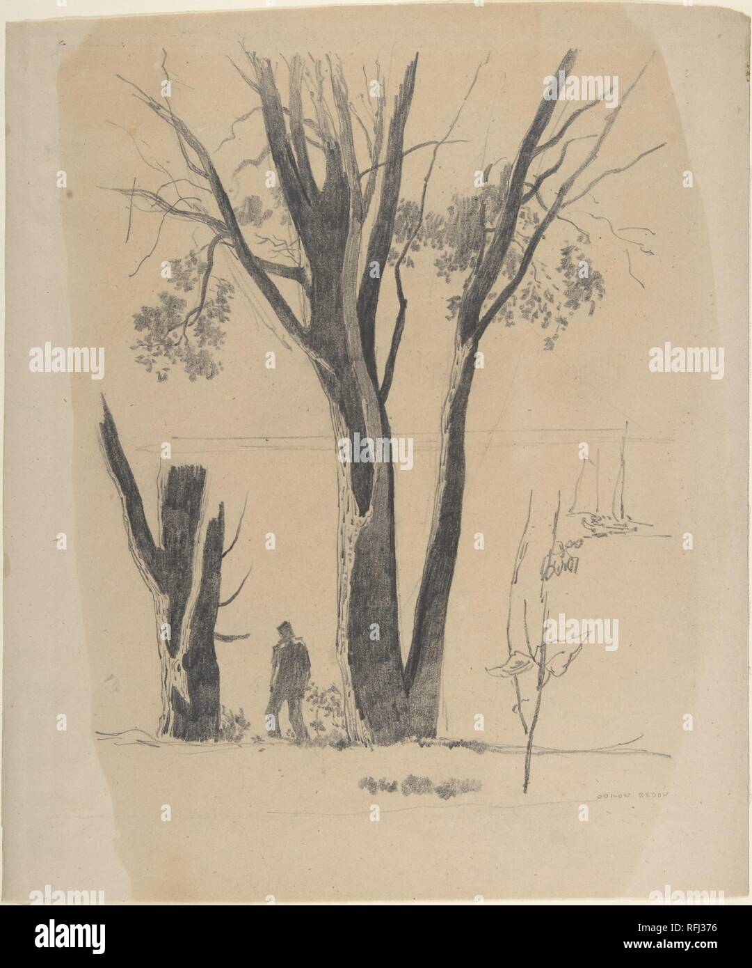 Study of Man between Trees. Artist: Odilon Redon (French, Bordeaux 1840 ...