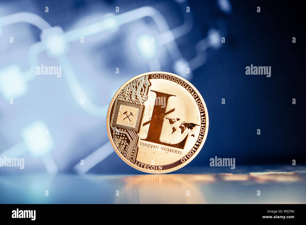 litecoin on blue chart background cryptocurrency concept Stock Photo ...