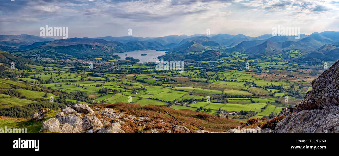 The panaromic scene from White Rocks looking towards Keswick and ...