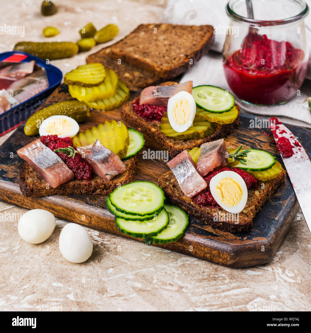 Dutch sandwich smorrebrod Stock Photo - Alamy