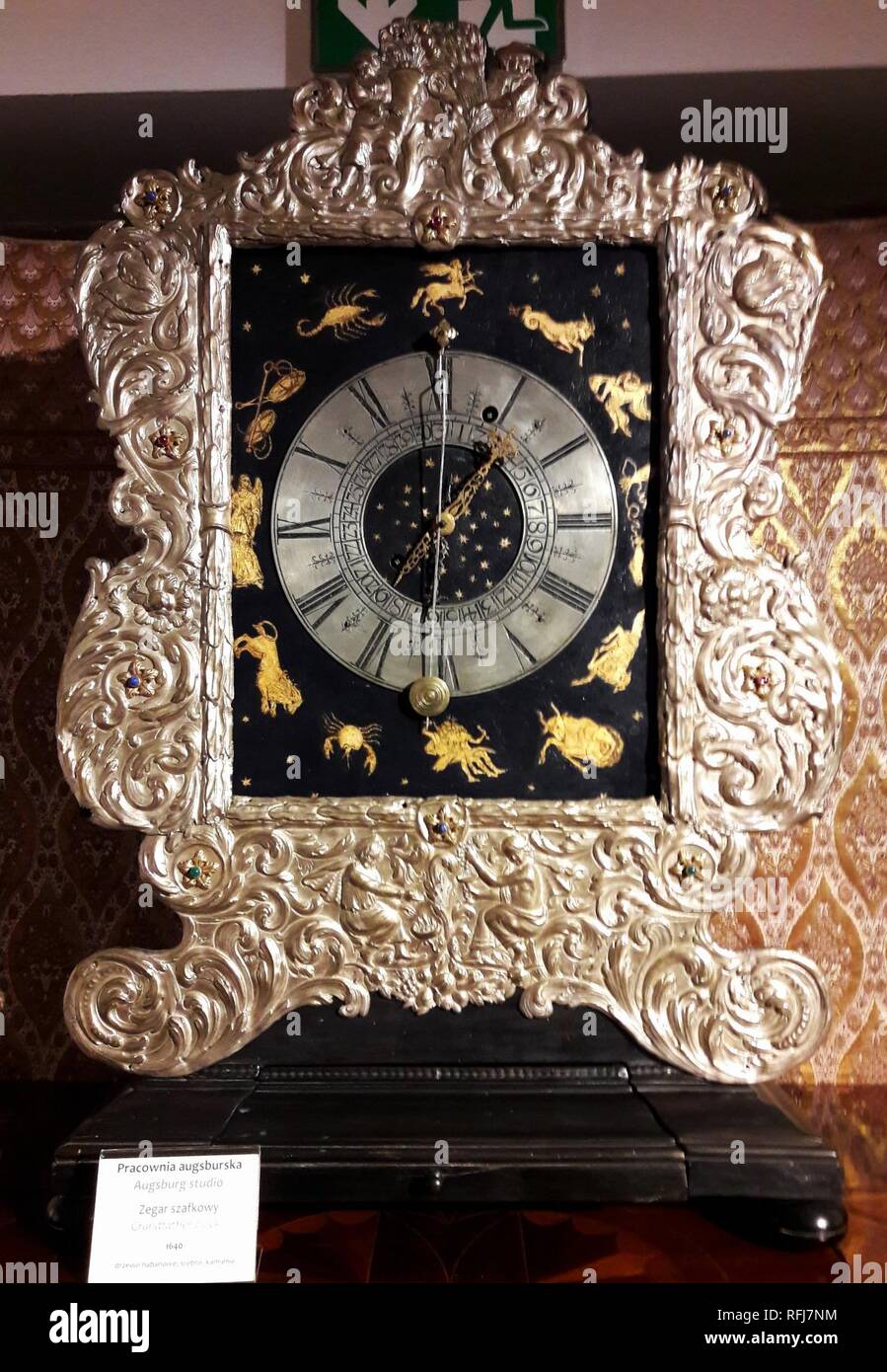 Augsburg Table clock with signs of the zodiac 02 Stock Photo - Alamy