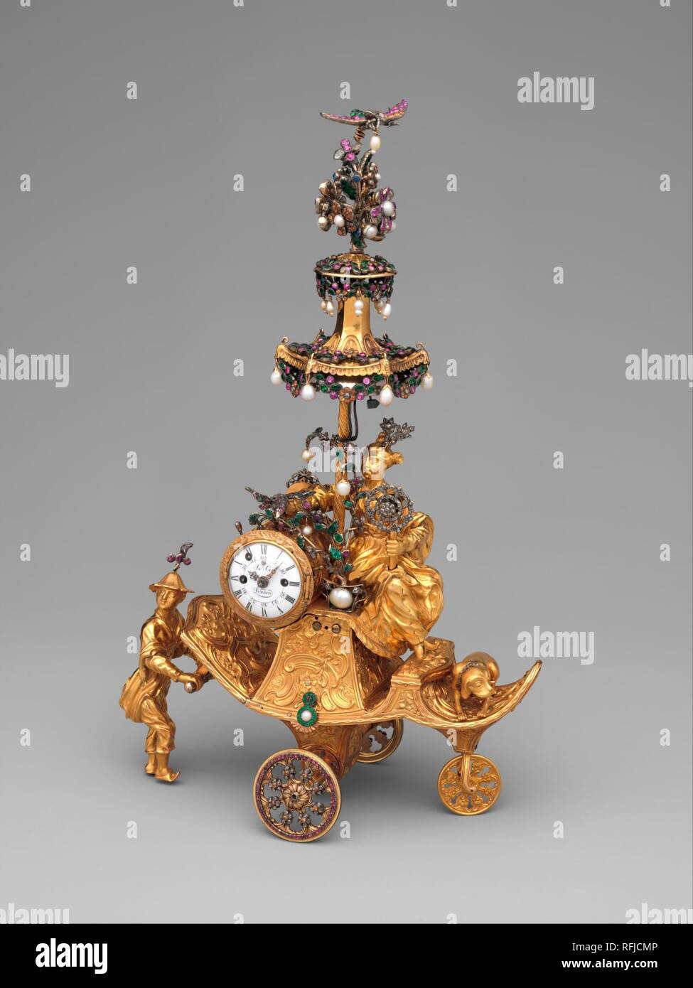 Automaton in the form of a chariot pushed by a Chinese attendant and ...