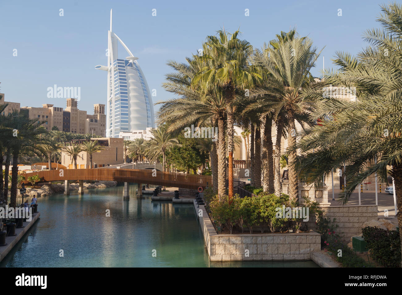 Dubai, UAE - January, 6, 2019: Traditional bridge at Dubai's old town ...