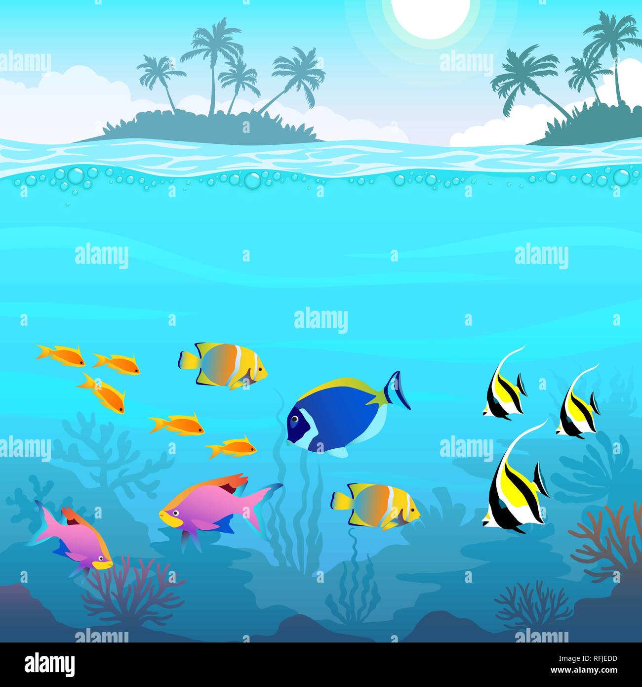 Under the sea cartoon vector hi-res stock photography and images - Alamy