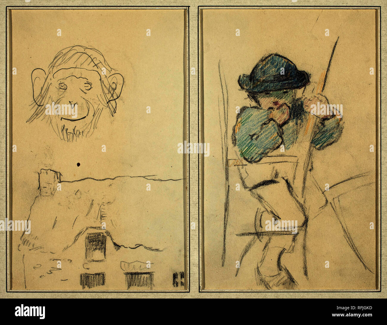 Monkey and Cottage; Little Breton Boy [recto]. Dated: 1884-1888. Medium ...