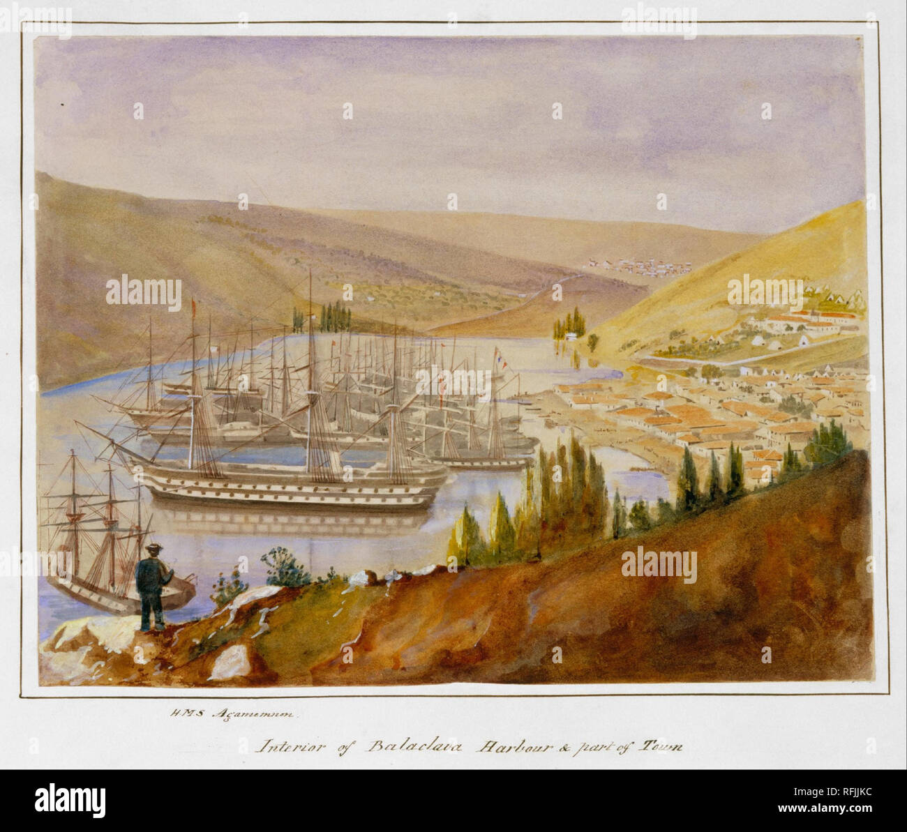 Interior of Balaclava Harbour and Part of Town. Date/Period: 1855. Hand ...