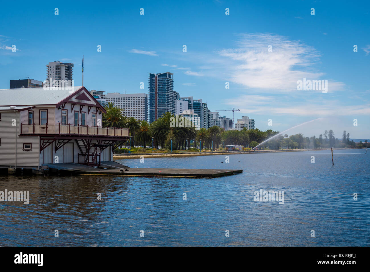 Perth seen from Elizabeth key including house of West Australian Rowing ...
